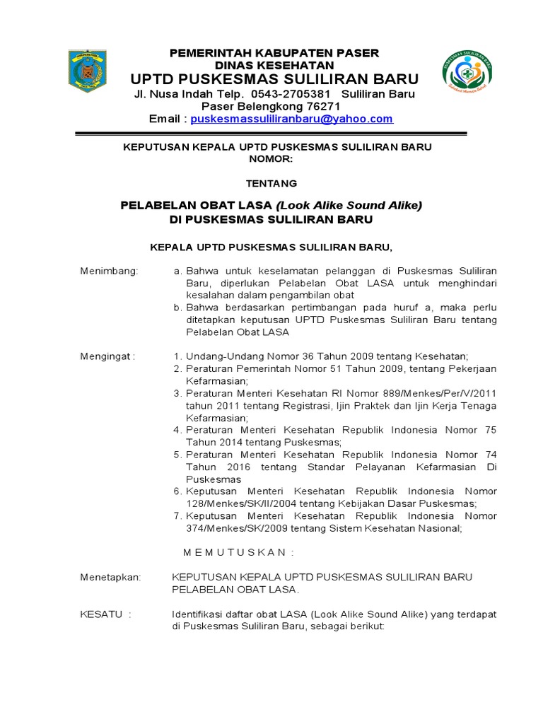 SK Pelabelan Obat Lasa | PDF