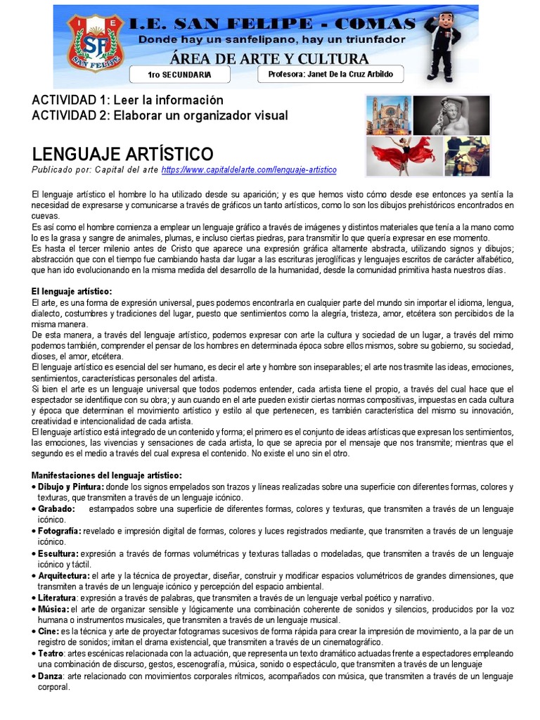 Ficha Arte 1ro - Lenguaje Artístico | PDF | Dibujo | Amor