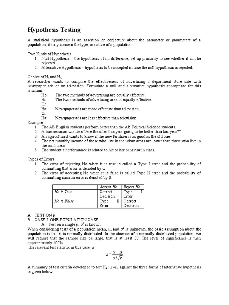 Hypothesis Testing Module | PDF