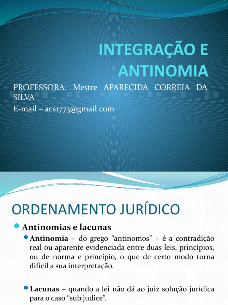 Integração e Antinomia | PDF | Jurisprudência | Fontes do Direito