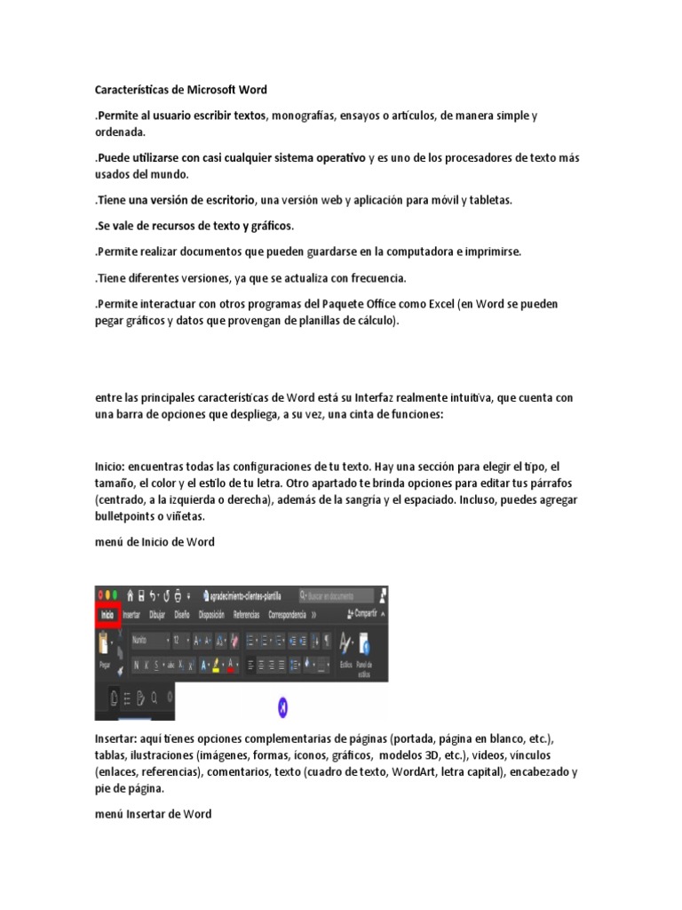 Características de Microsoft Word | PDF Características de Microsoft Word | PDF