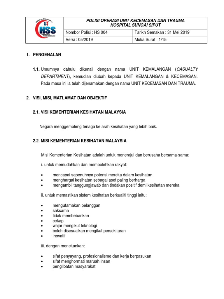 HS004 - Polisi Operasi Kecemasan Trauma | PDF