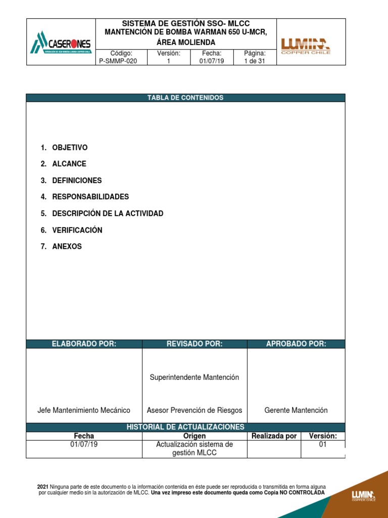 Mantención de Bomba Warman 650 U-Mcr | PDF