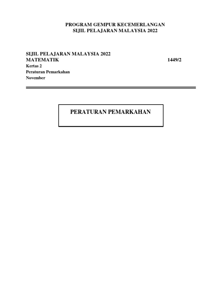 Skema Gempur Kecemerlangan Matematik Perlis F5 - K2 2022 | PDF Skema Gempur Kecemerlangan Matematik Perlis F5 - K2 2022 | PDF