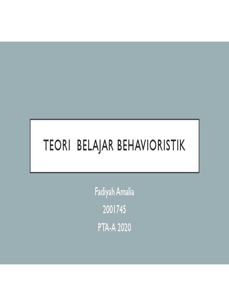 Teori Belajar Behavioristik | PDF