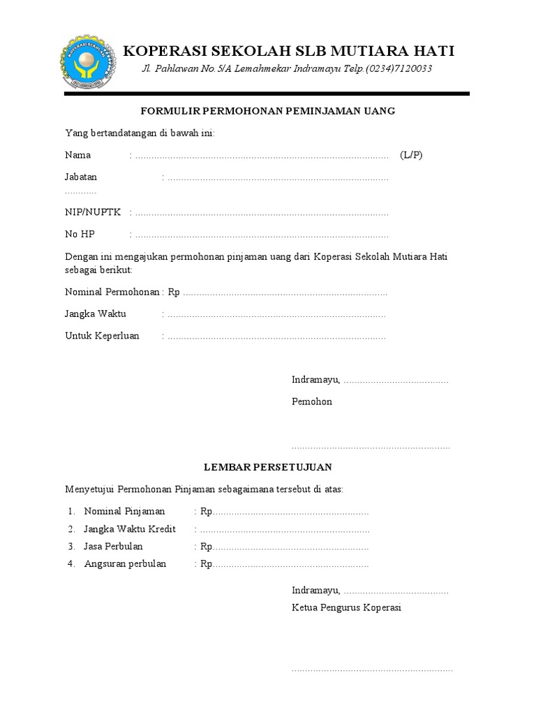 Formulir Pengajuan Pinjaman | PDF