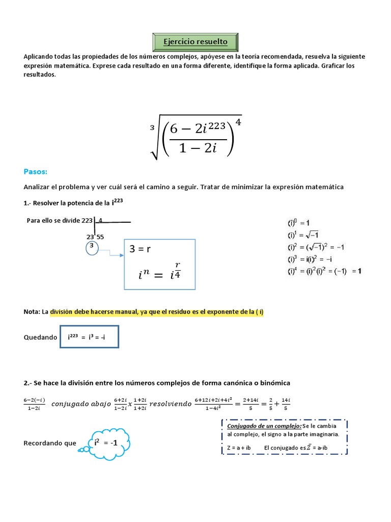 Ejercicio Resuelto de Números Complejos | PDF | Número complejo | Análisis complejo