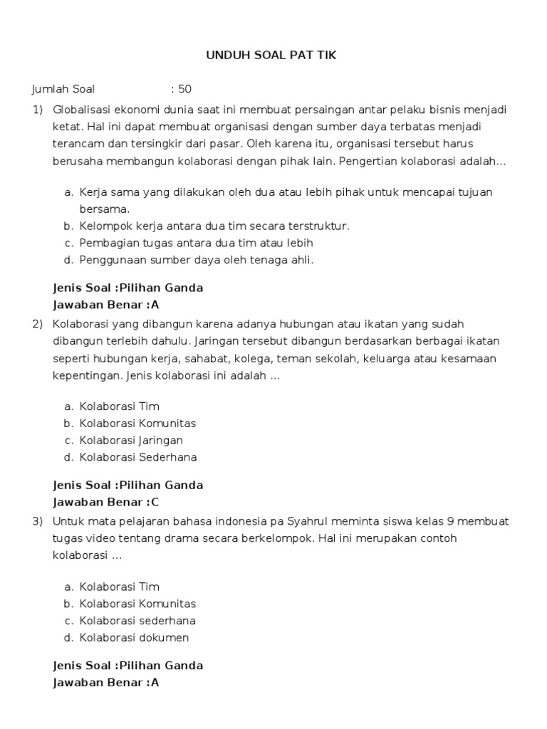 Lembar Soal PAT TIK | PDF