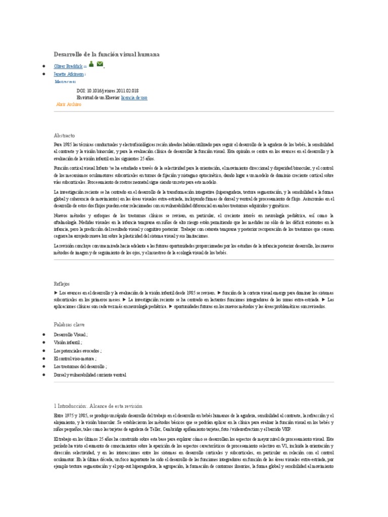 Desarrollo de La Función Visual Humana | PDF