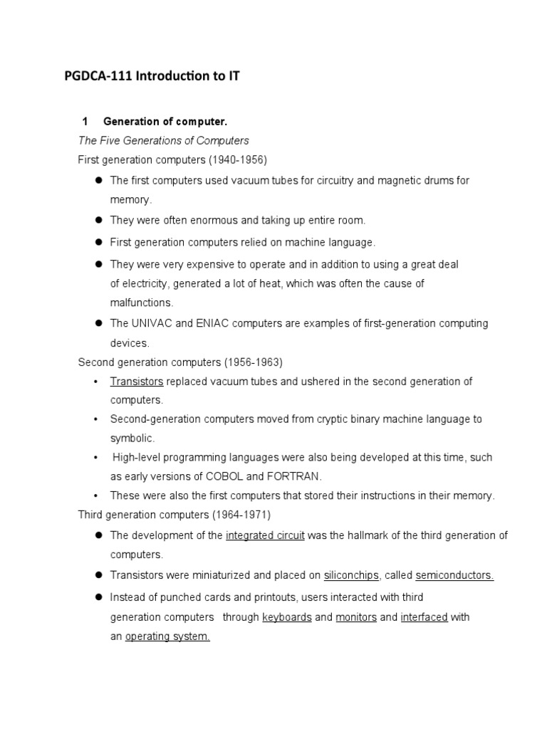 Pgdca 111 It Notes | PDF | Computer Data Storage | Printer (Computing)