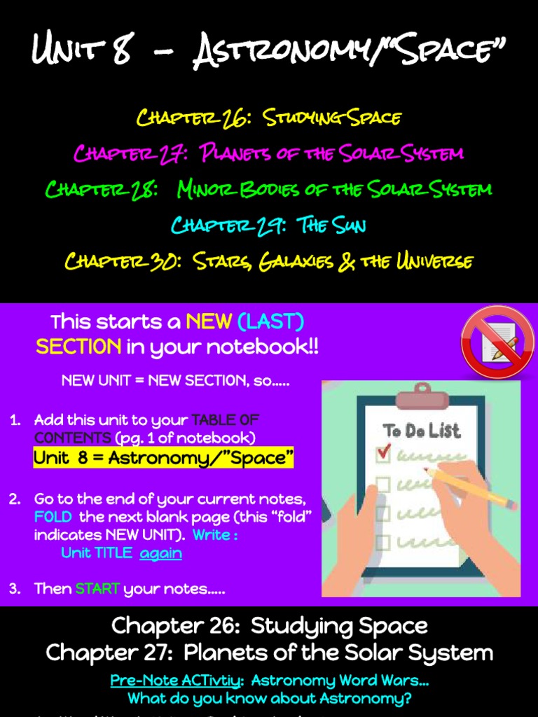 Unit 6 - Space (Astronomy) Chapter 26_ Studying Space Chapter 27 ...