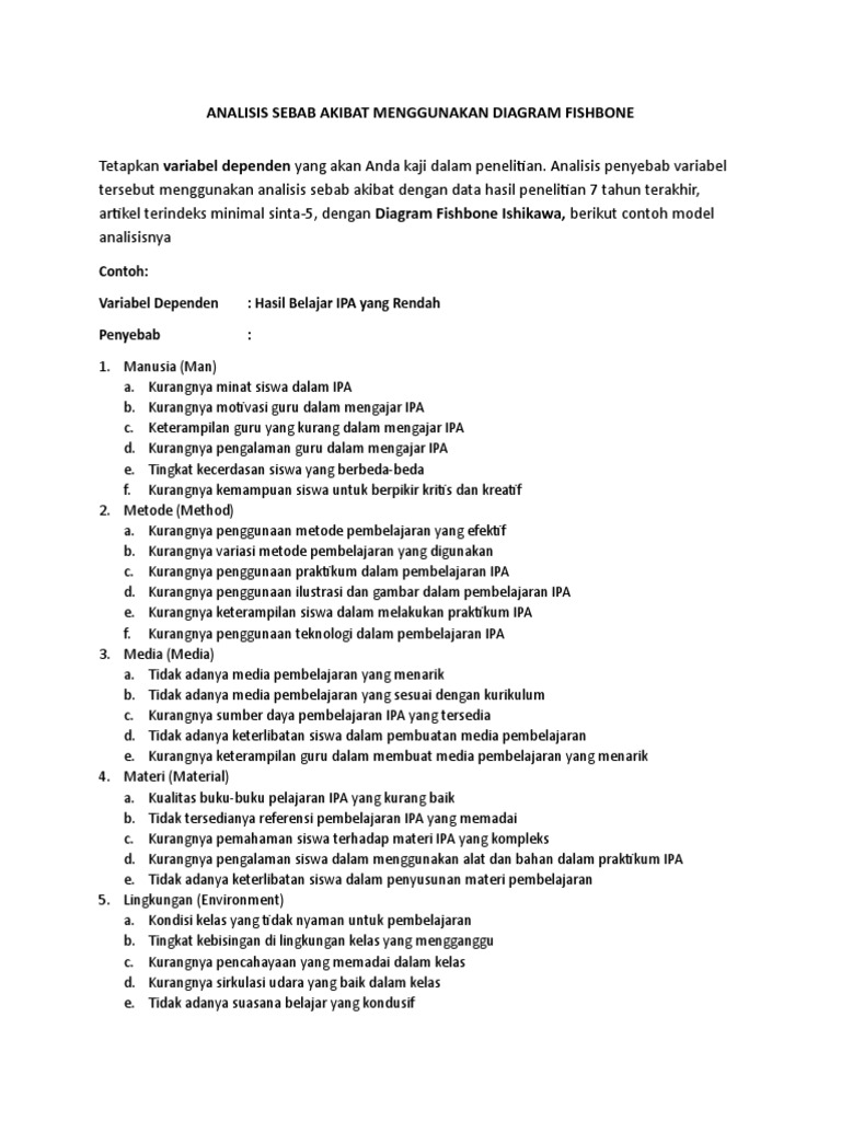 Analisis Sebab Akibat Menggunakan Diagram Fishbone | PDF