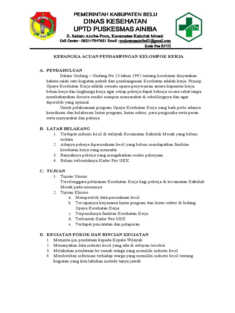 Kak Pendampingan Pos Ukk 1 | PDF