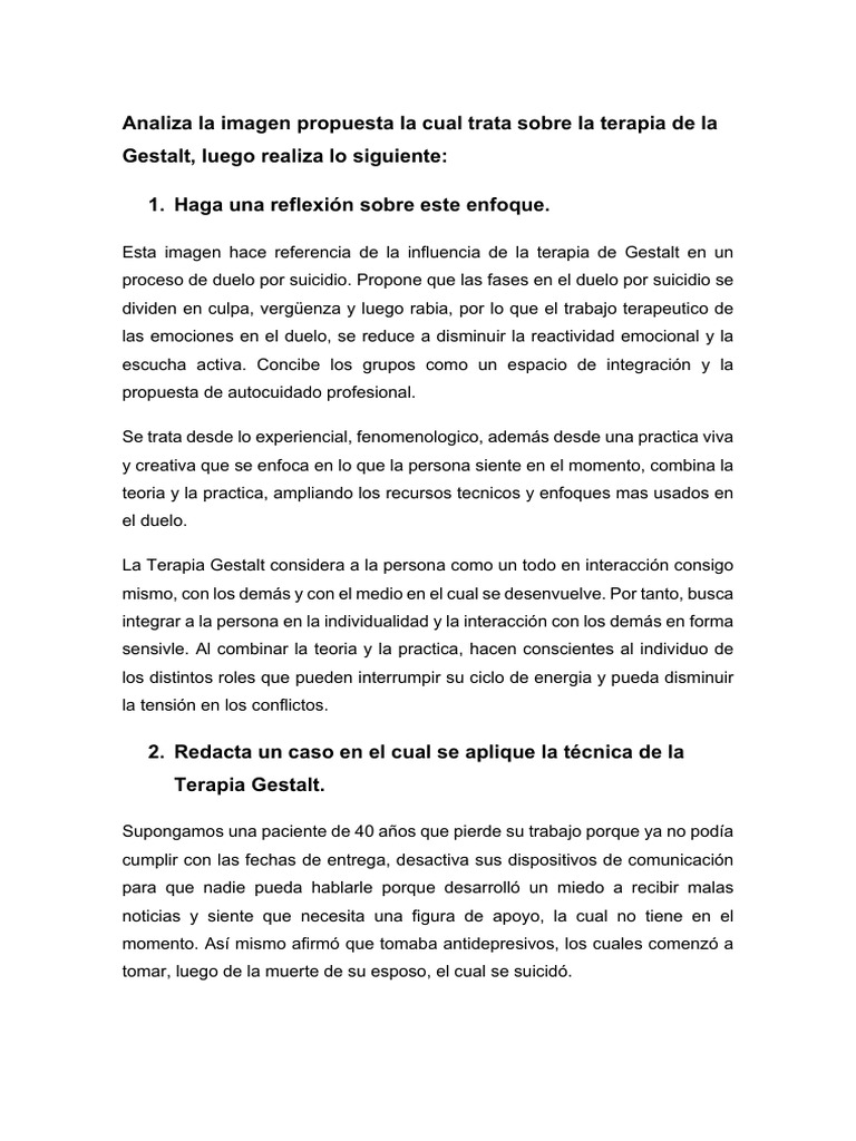 Unidad 2. Actividad 4. Enfoque Gestalt | PDF