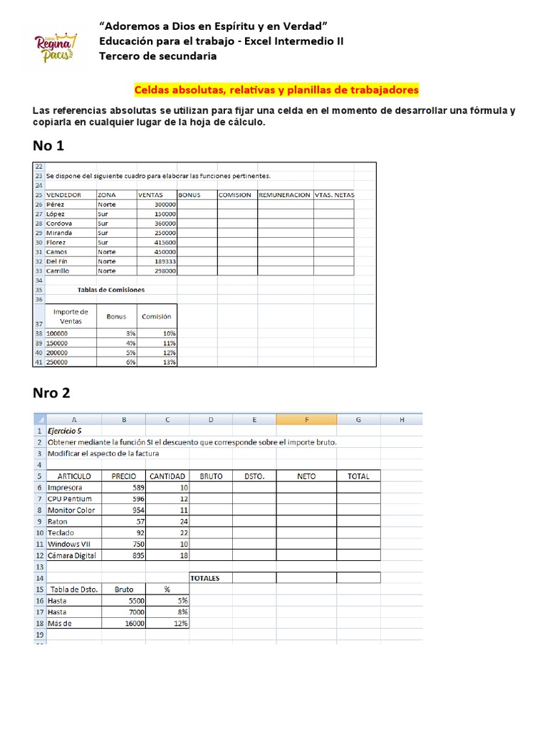 Ejercicios de Excel Intermedio II | PDF