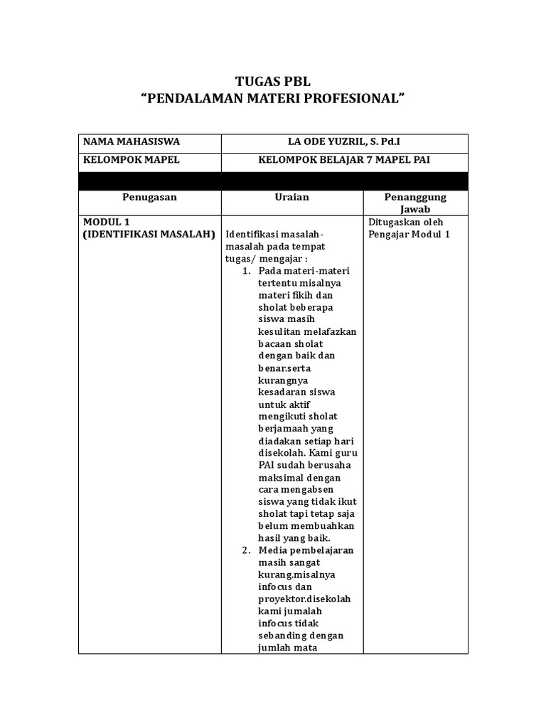 Tugas PBL - Pendalaman Materi Profesional | PDF