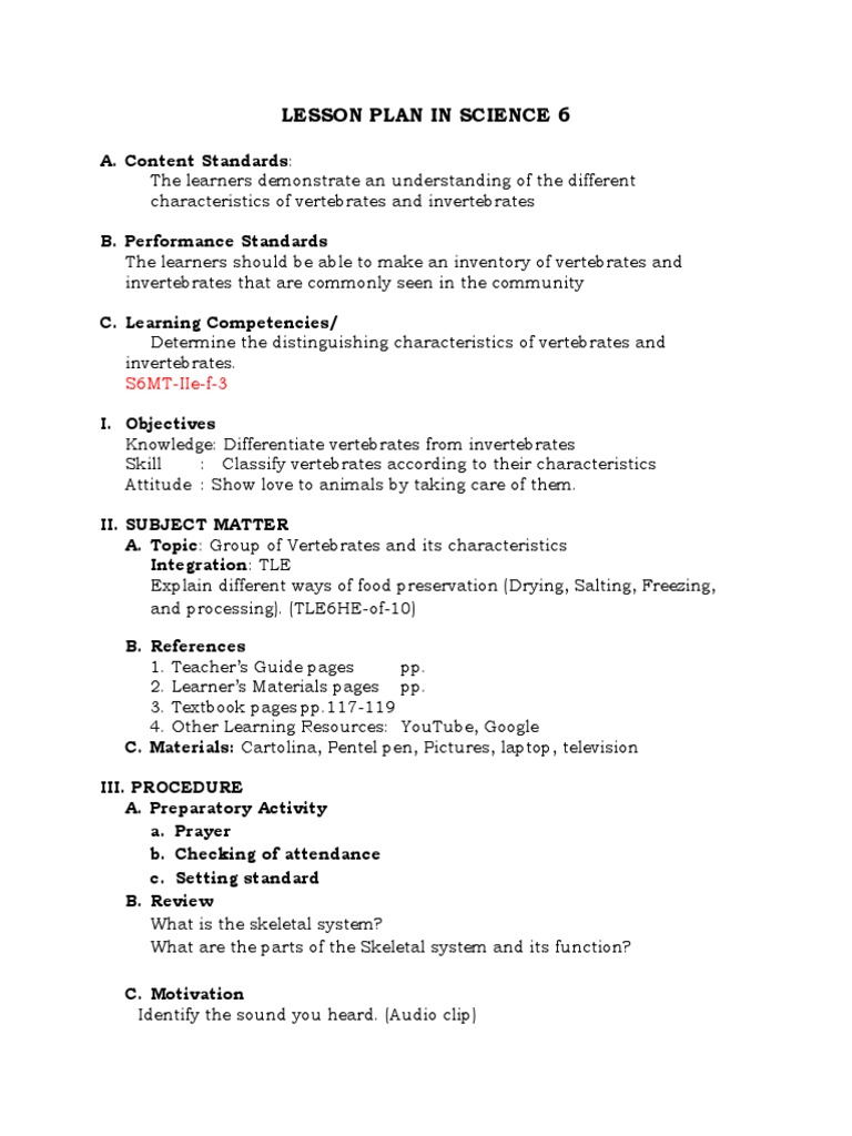 Lesson Plan in Science 6 | PDF