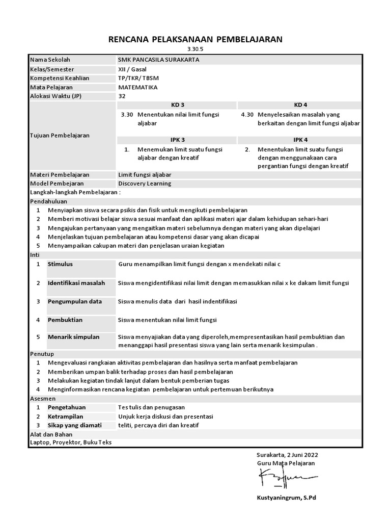 Rencana Pelaksanaan Pembelajaran: KD3 KD4 | PDF | Seni | Teknologi & Rekayasa