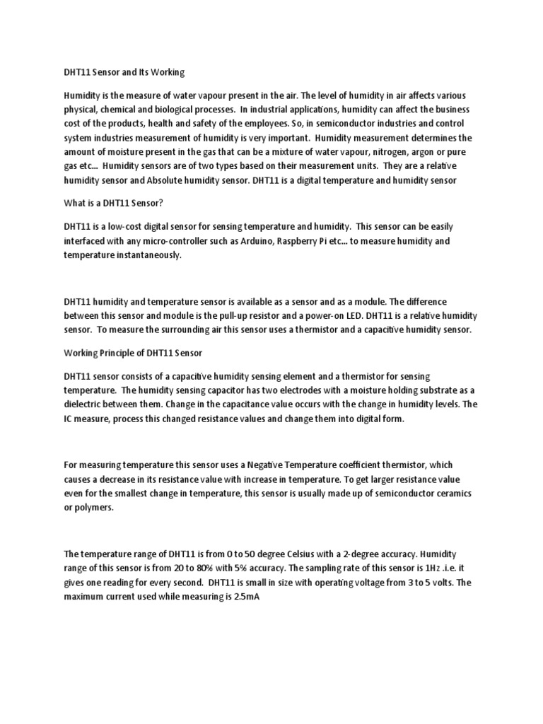 An Overview of the DHT11 Humidity and Temperature Sensor: Applications ...