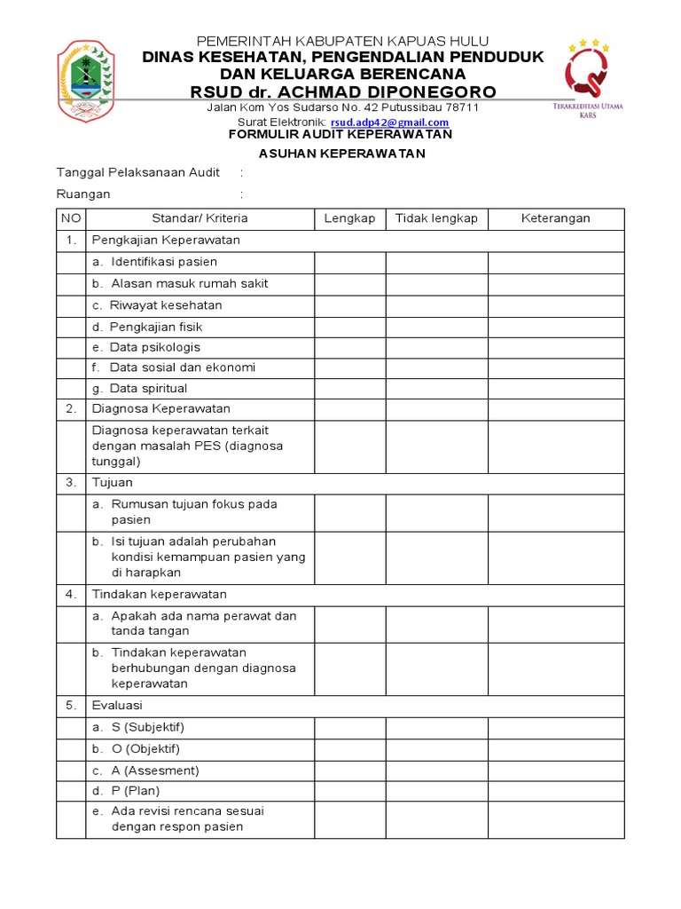 Formulir Audit Keperawatan | PDF