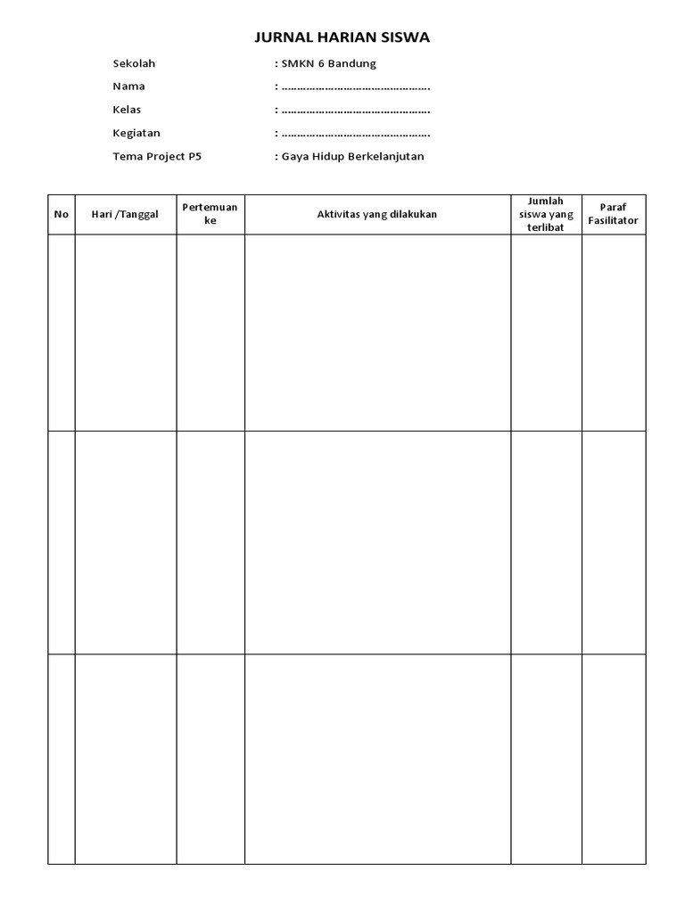 Jurnal Harian Siswa Pdf 