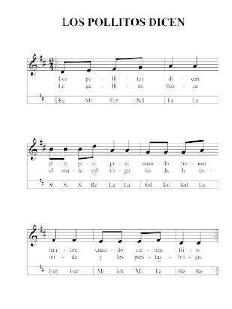 Los Pollitos Dicen Partitura | PDF