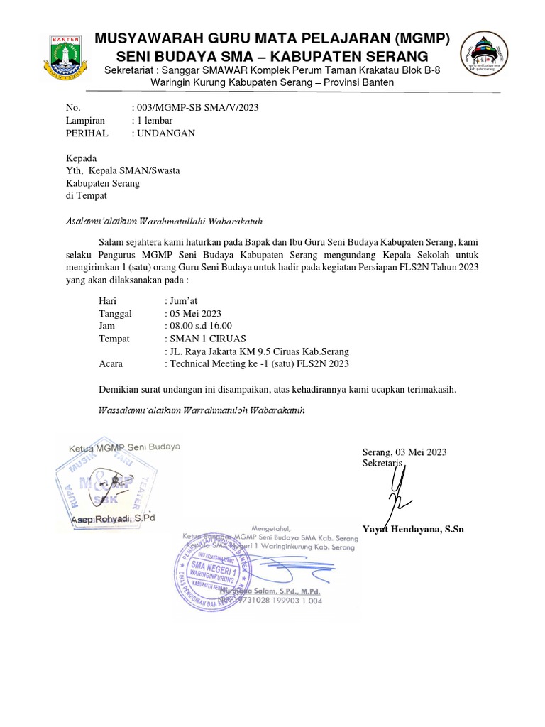 Surat MGMP 05 Mei 2023 | PDF