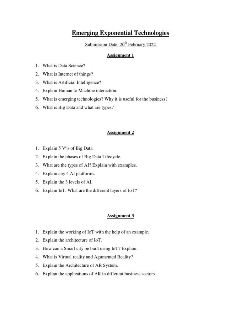 Assignment - Emerging Exponential Technologies | PDF