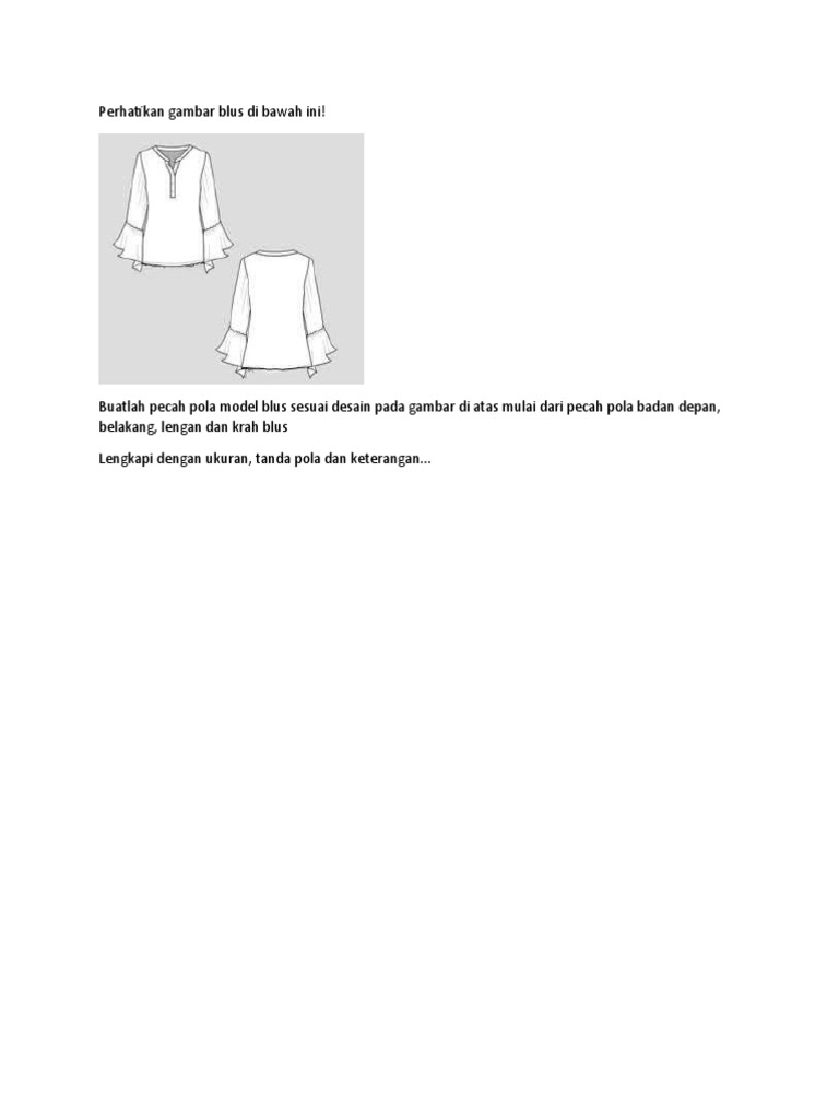 Pecah Pola Blus Sesuai Desain | PDF