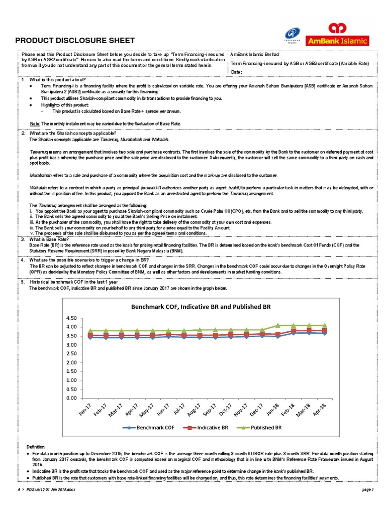 Term Financing-i Product Disclosure Sheet | PDF | Personal Finance | Money