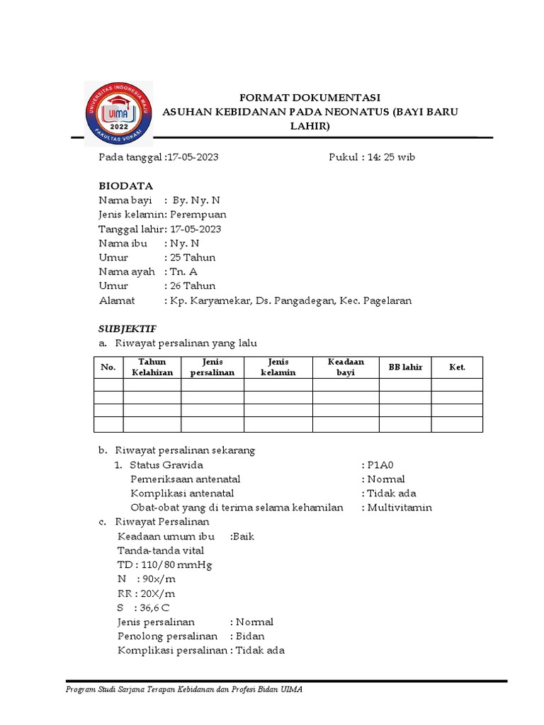 FORMAT DOKUMENTASI BBL | PDF