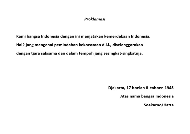 Teks Proklamasi Kemerdekaan Indonesia | PDF | Politik | Filsafat