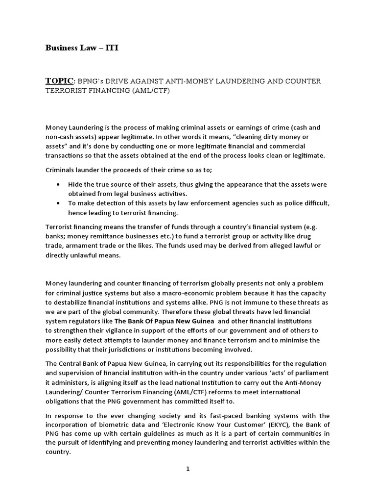 Business Law Assignment - FinalDraft | PDF | Money Laundering ...