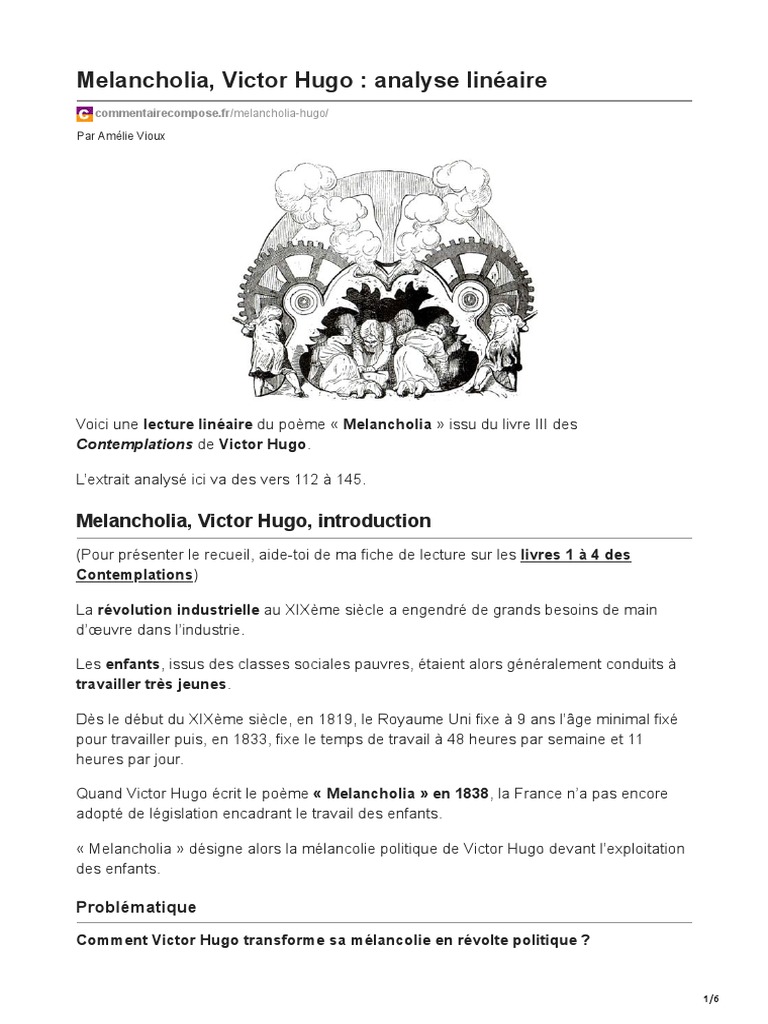 Melancholia Victor Hugo Analyse Linéaire | Download Free PDF | Victor Hugo