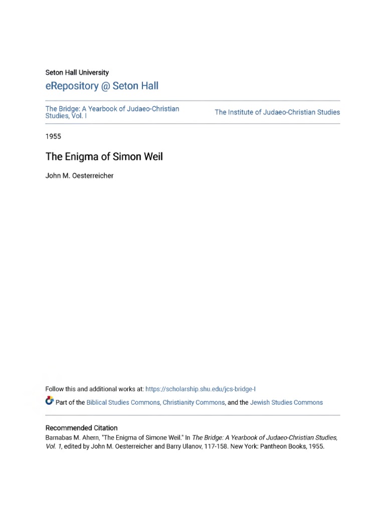 Simone Weil: A Saintly Enigma | PDF | Jesus | Baptism