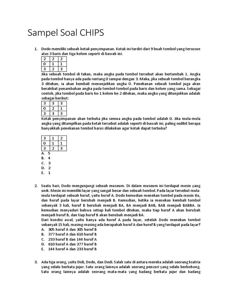 Contoh Soal CHIPS 2021 | PDF