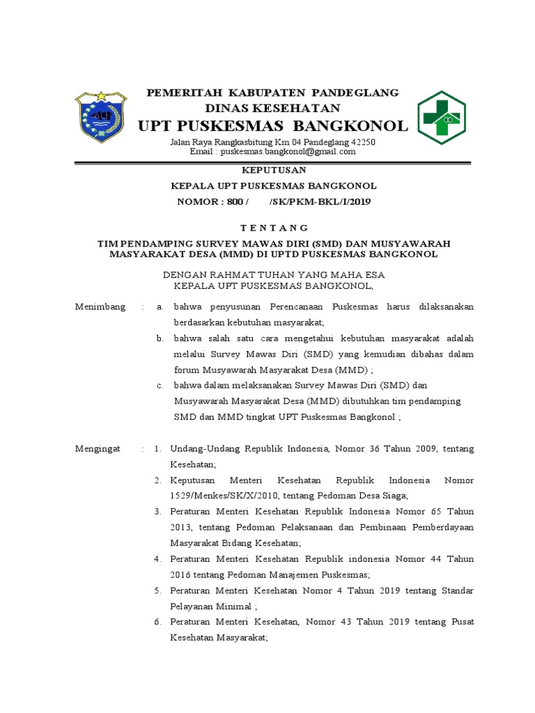 Tim Pendamping SMD dan MMD Puskesmas Bangkonol | PDF | Karier ...