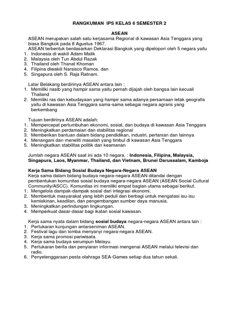 Rangkuman IPS Kelas 6 Semester 2 | PDF