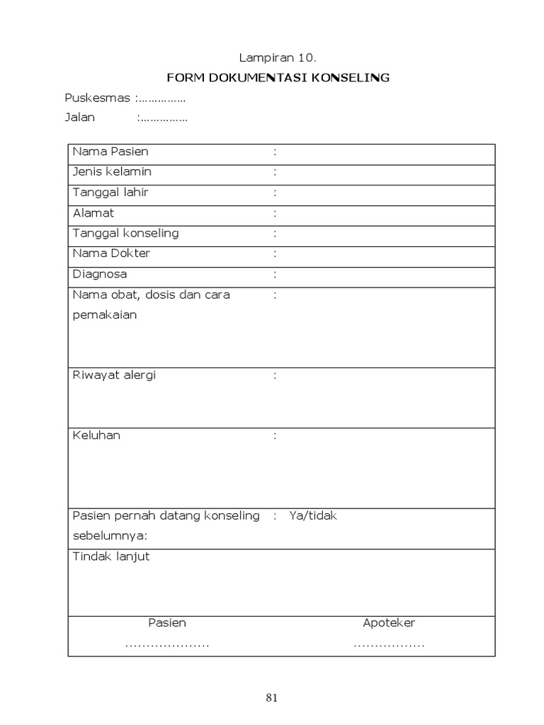 Formulir Dokumentasi Konseling | PDF