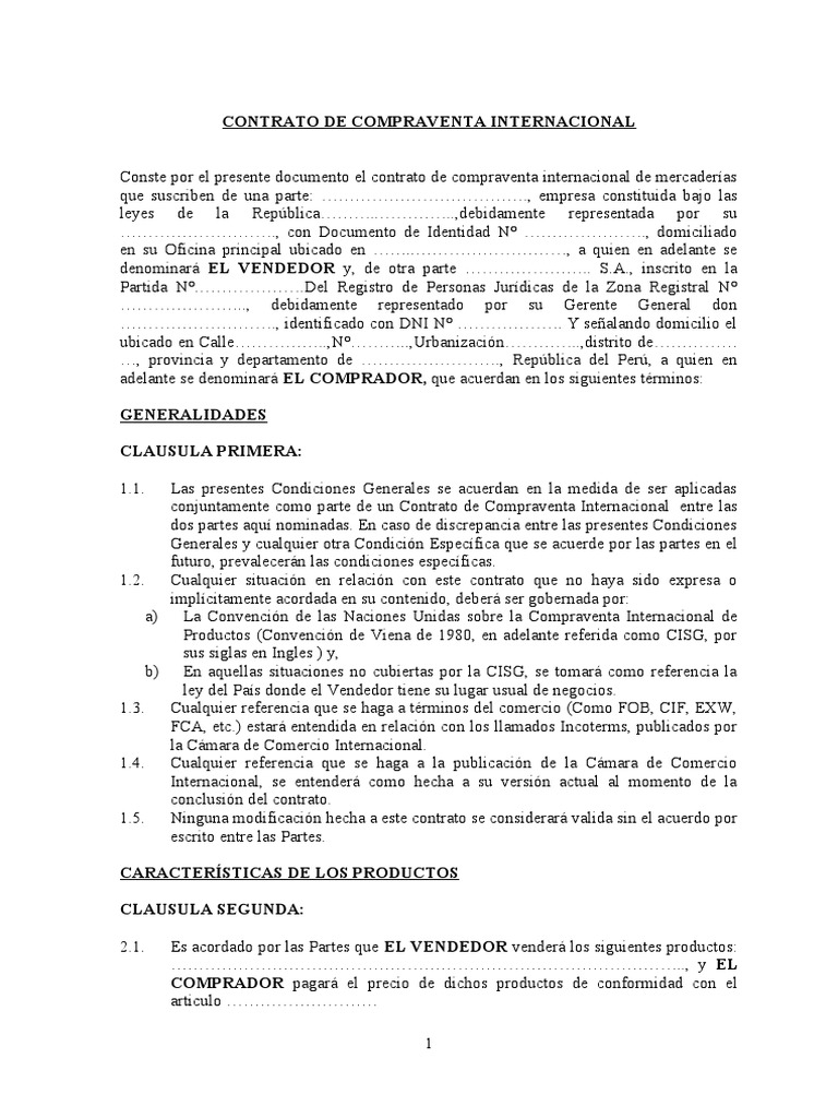 2a Modelo de Contrato de Compraventa Internacional | PDF