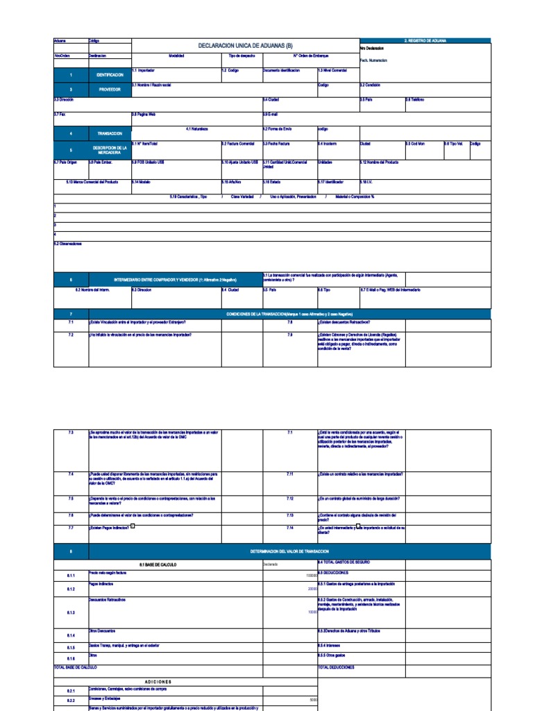 DUA Formato B y B1 | PDF | Bueno (economía) | Factura