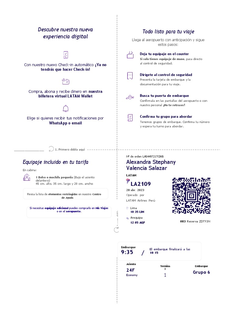Tarjeta de Embarque LATAM Airlines | PDF
