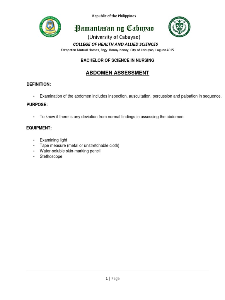 Abdomen Assessment | Download Free PDF | Abdomen | Clinical Medicine