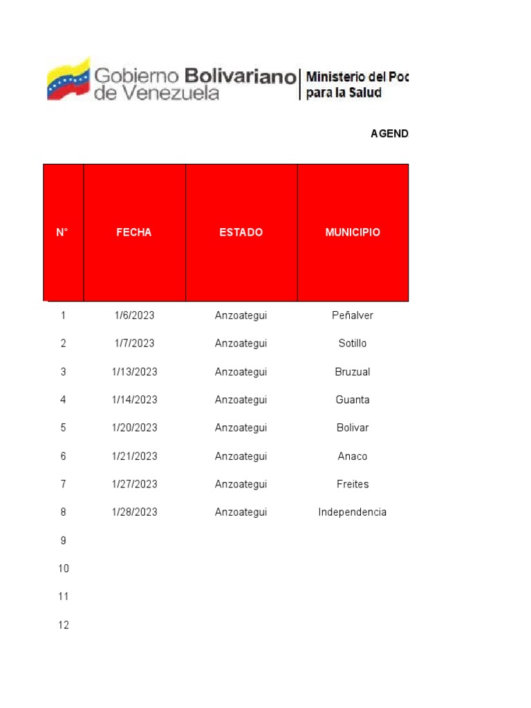 Nuevo Formato de Agenda de Entes MPPS | PDF | Venezuela