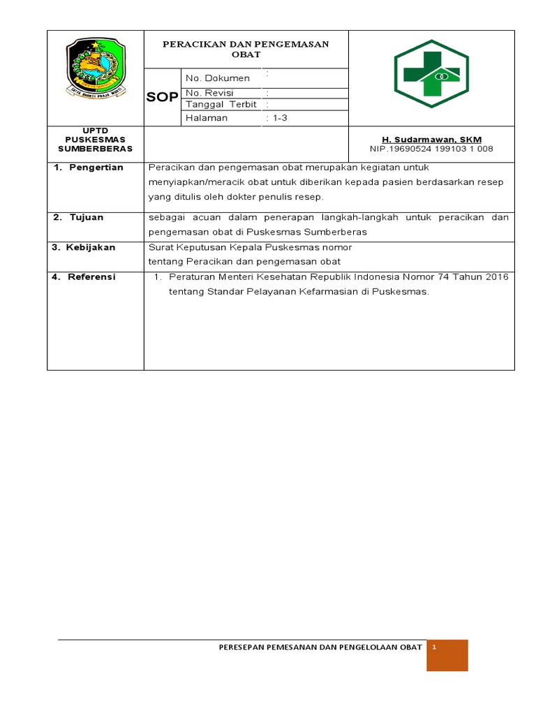 Prosedur Peracikan dan Pengemasan Obat | PDF