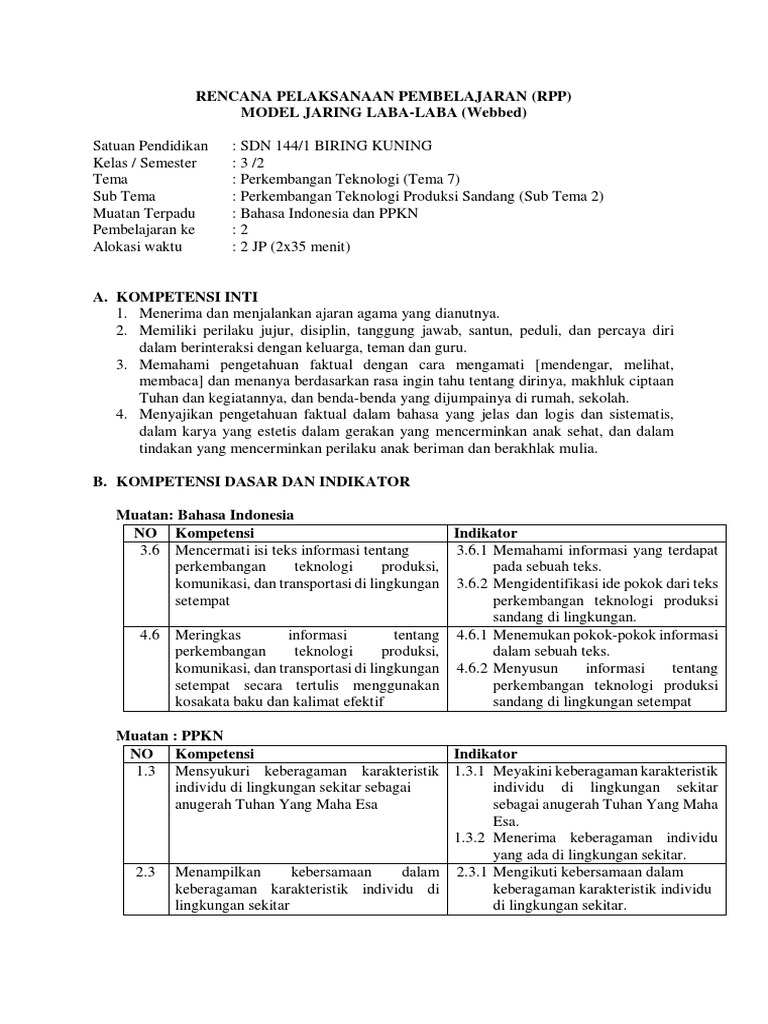 Tugas 1 Pem Terpadu RPP Model | PDF