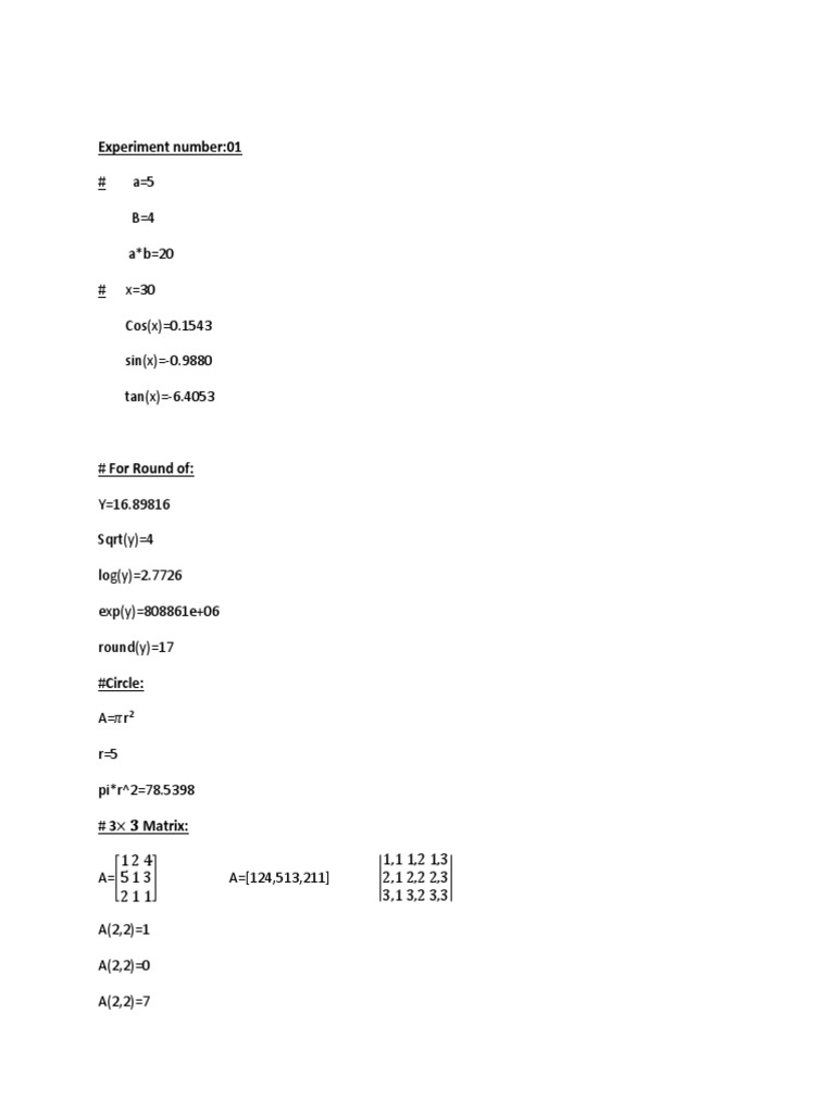 Experiment Number:01 # A 5 | Descargar gratis PDF | Mathematical Objects | Mathematical Analysis