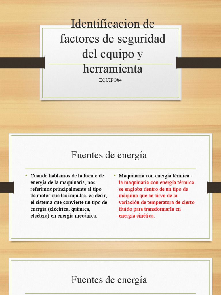 Identificacion de Factores de Seguridad Del Equipo y Herramientas | PDF | Ingenieria Eléctrica ...