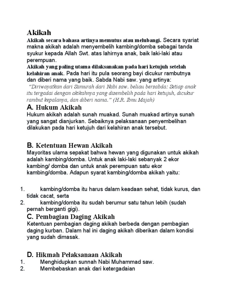Makna dan Hukum Akikah dalam Islam | PDF
