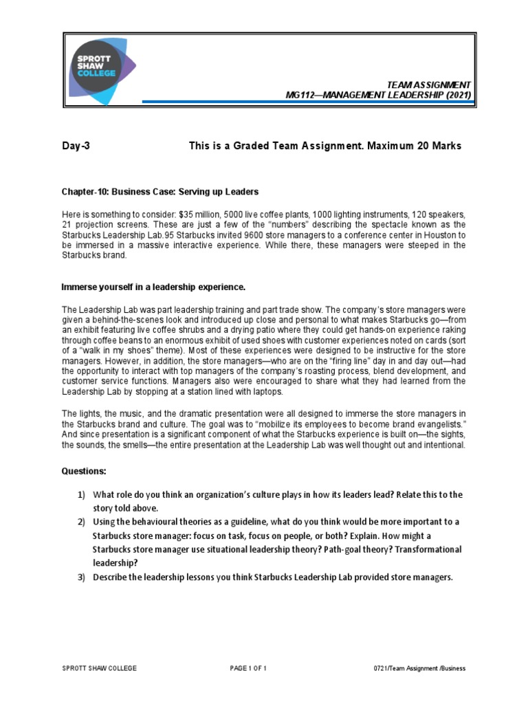MG112 - Team Assignment Day-3 Chapter - 10 (2021) | PDF | Starbucks ...